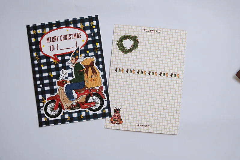 La Dolce Vita Christmas Post Card - My Bike is My Sleigh – Pinky Elephant