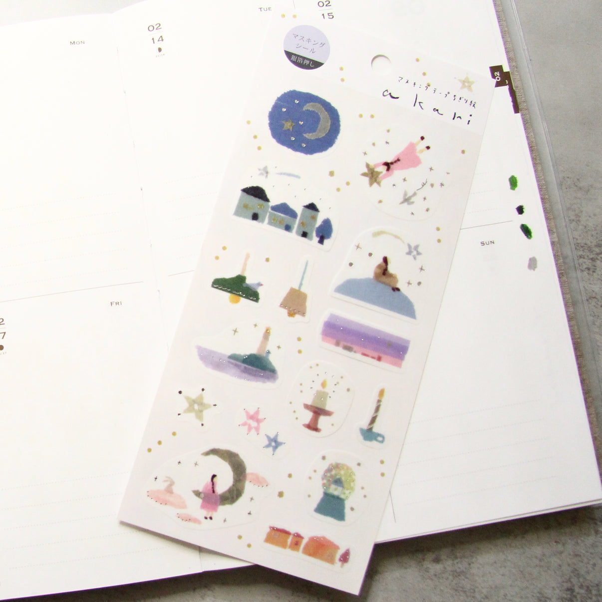 Saien x Miki Tamura Washi Art Silver Foil Sticker Sheet - Akari (Light ...