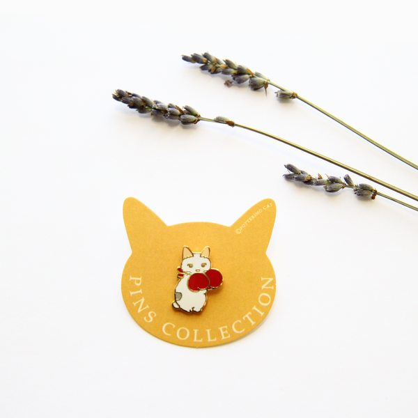 Pottering Cat Enamel Pin - Boxing – Pinky Elephant