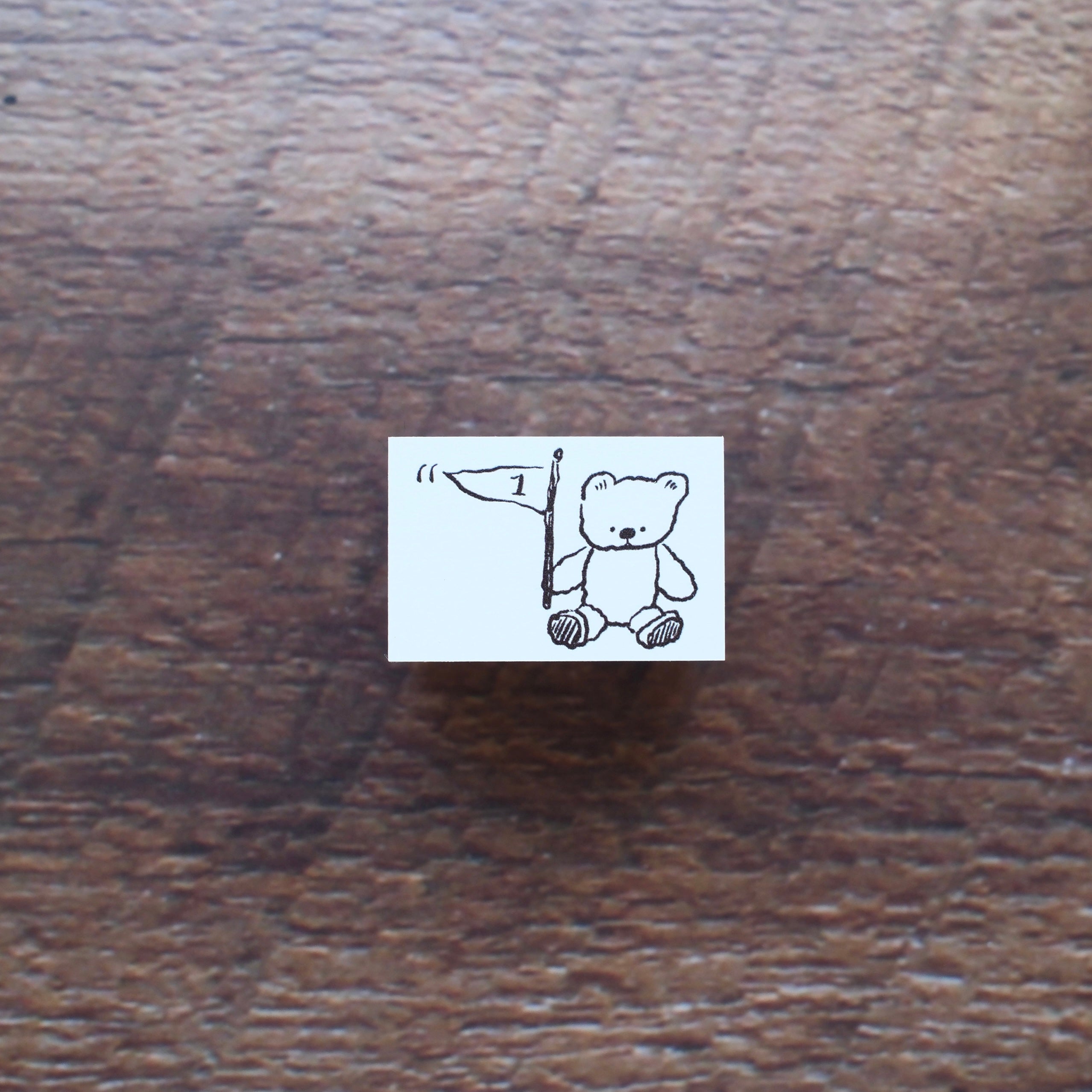 ranmyu Rubber Stamp - Kuma Holding A Flag – Pinky Elephant