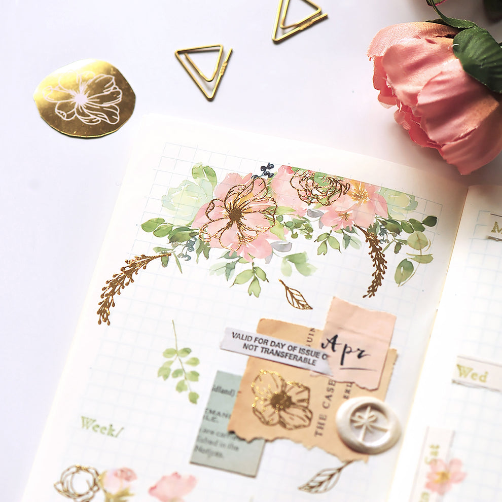 MU Gold Foil Print-On Stickers No.03 Blossom, 1 sheet/packet – Pinky ...